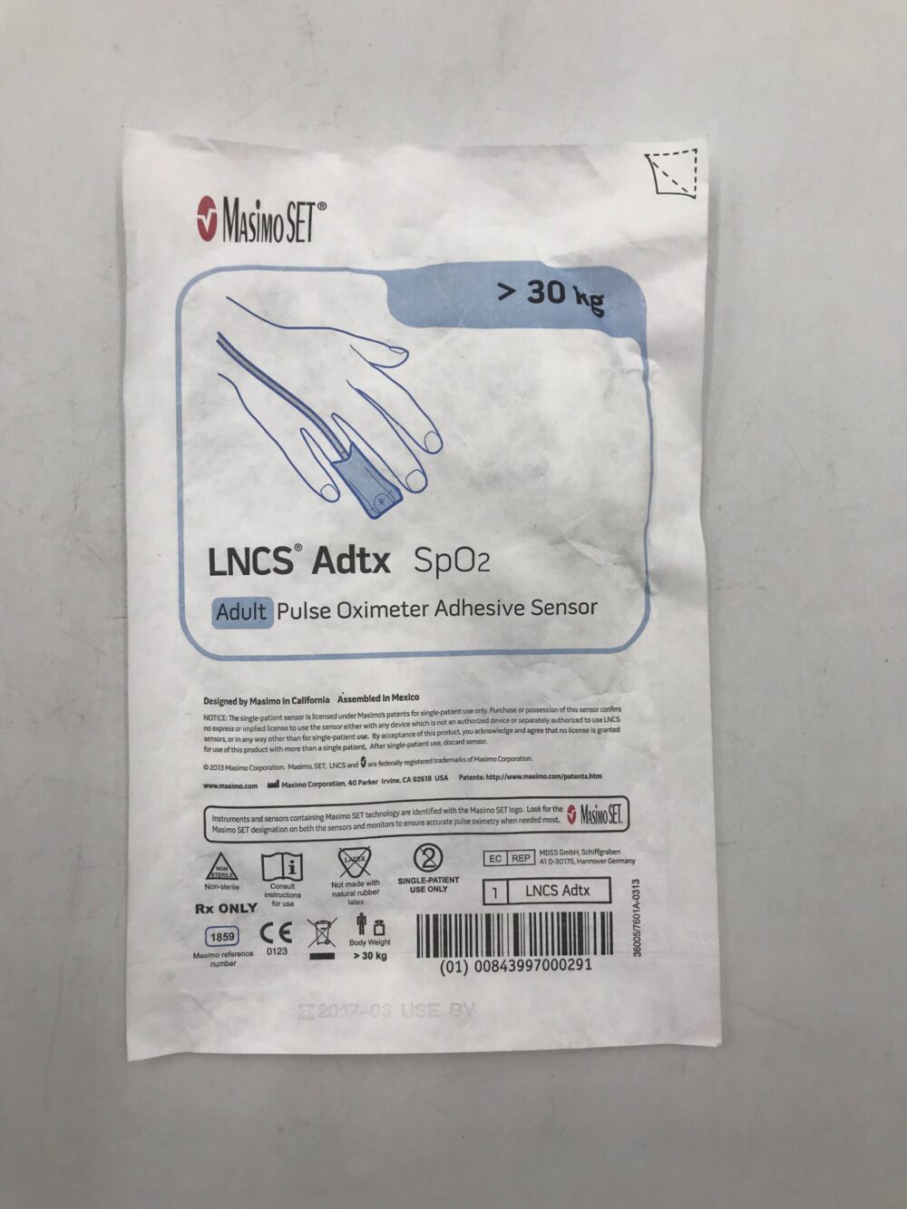 MASIMO 1859 LNCS Adtx SpO2 Adult Pulse Oximeter Adhesive Sensor, >30kg ...