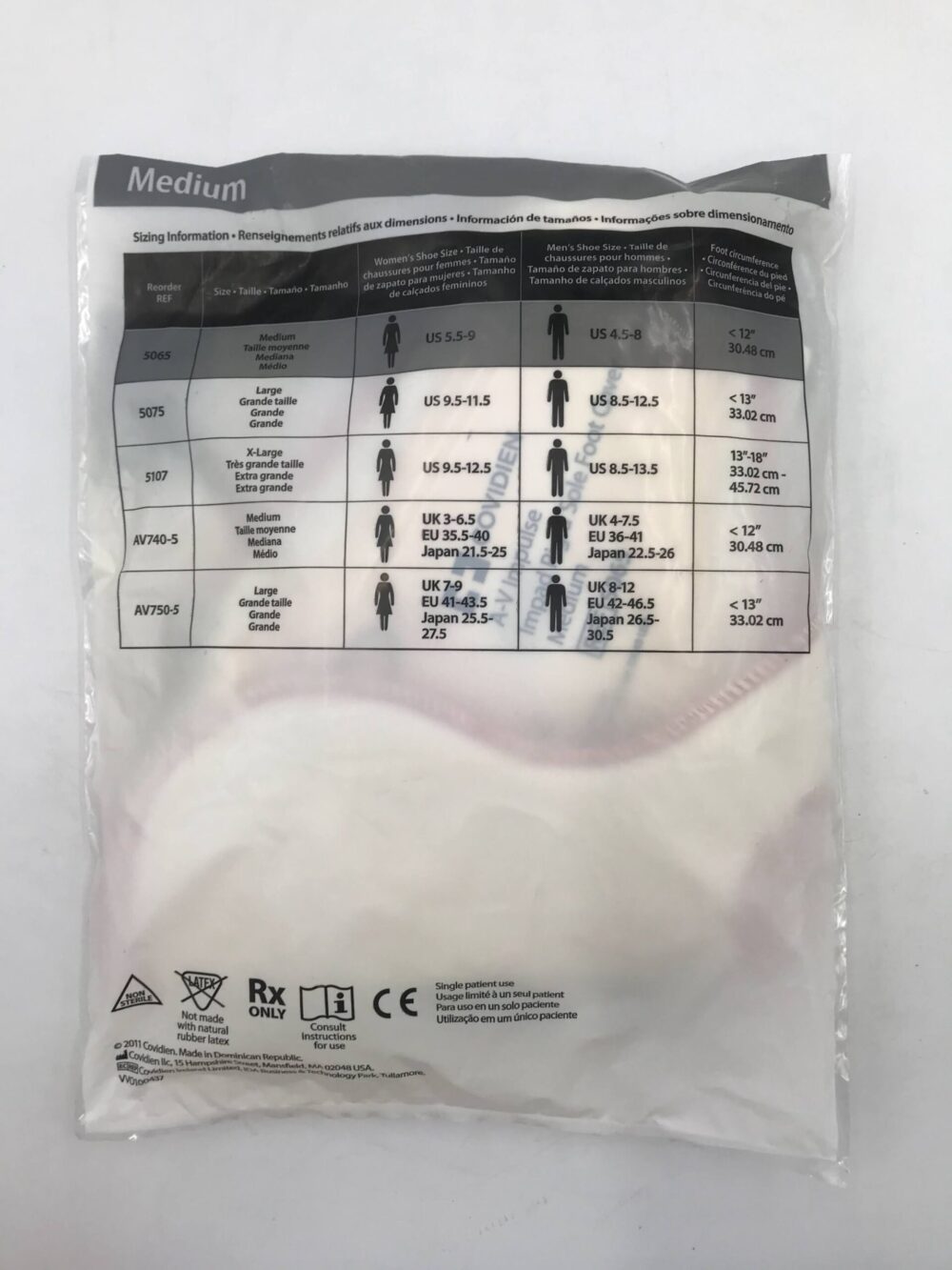 COVIDIEN 5065 A-V Impulse Impad Rigid Sole Foot Cover, Medium - GB TECH USA