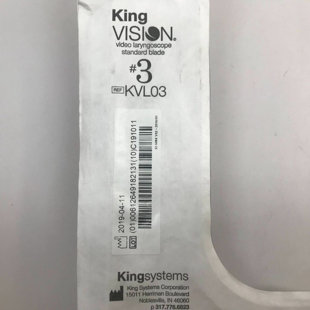 KING SYSTEMS KVL03 King Vision Video Laryngoscope Standard Blade #3 ...