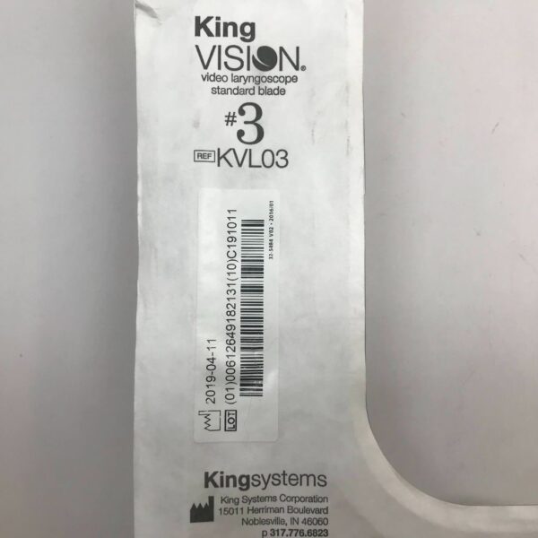 KING SYSTEMS KVL03 King Vision Video Laryngoscope Standard Blade #3 ...