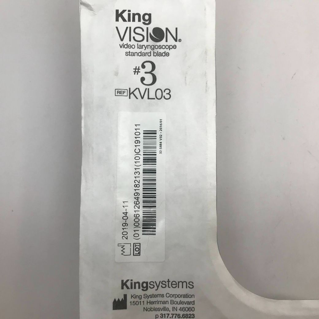 KING SYSTEMS KVL03 King Vision Video Laryngoscope Standard Blade #3 ...