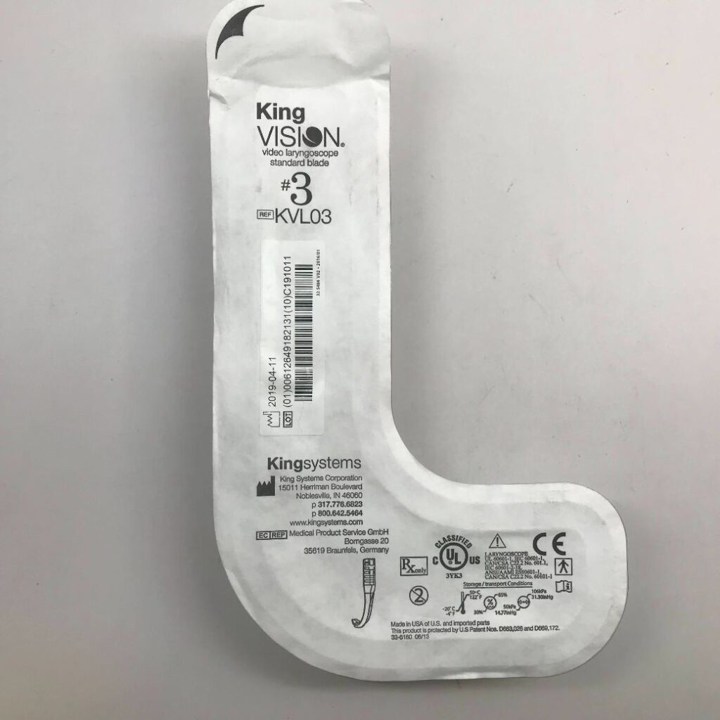 KING SYSTEMS KVL03 King Vision Video Laryngoscope Standard Blade #3 ...