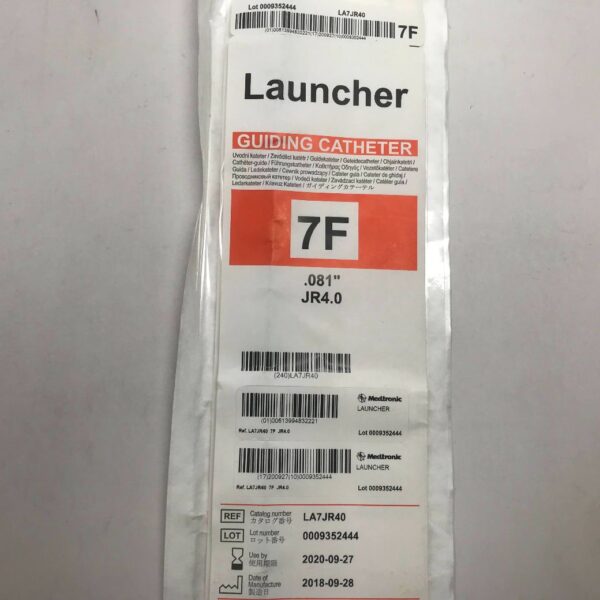 MEDTRONIC LA7JR40 Launcher Guiding Catheter, 7F, .081", JR4.0, 100cm (X ...