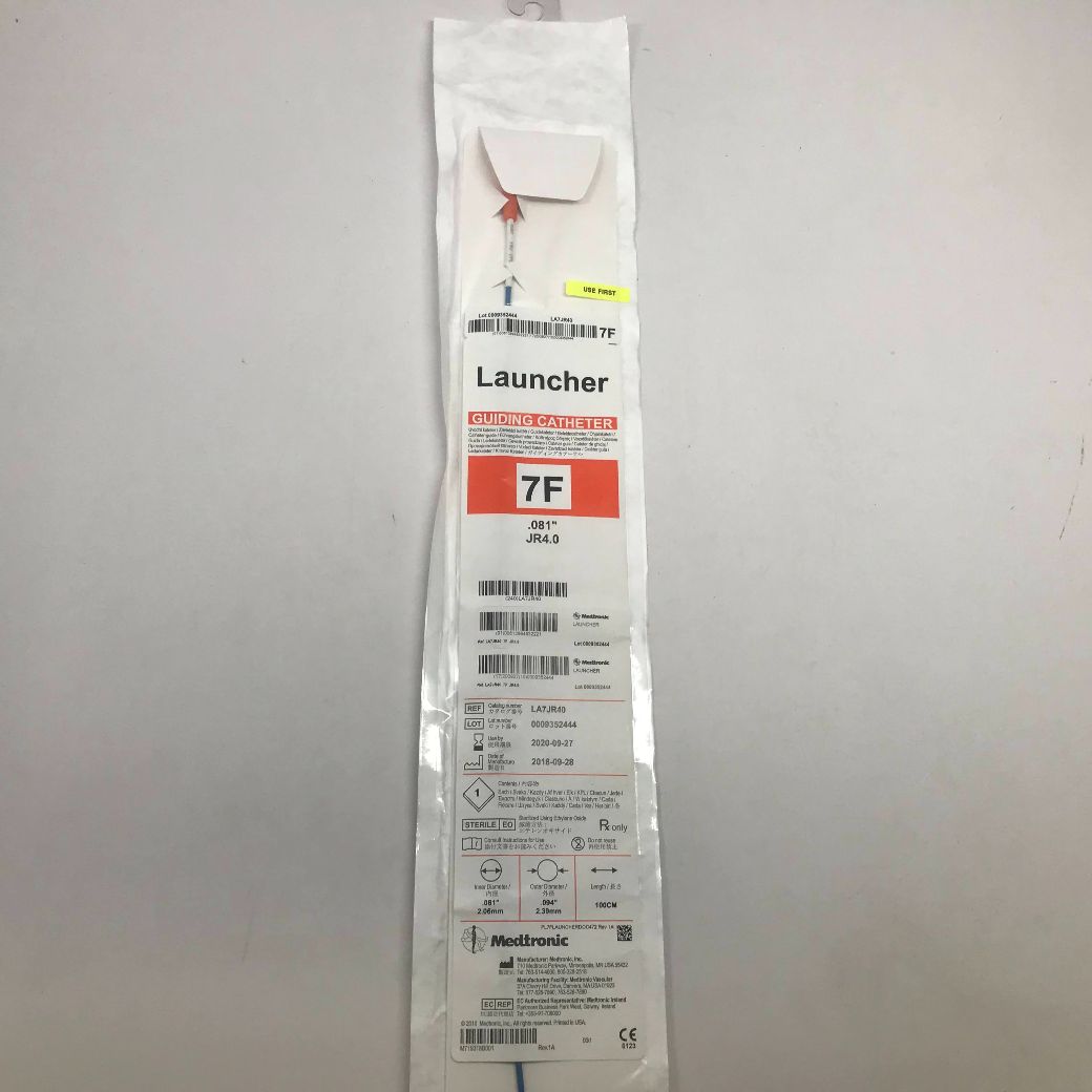 MEDTRONIC LA7JR40 Launcher Guiding Catheter, 7F, .081″, JR4.0, 100cm (X ...