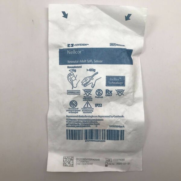 COVIDIEN MAXNR Nellcor Neonatal-Adult SPO2 Sensor, 3kg, 40kg (X) - GB ...