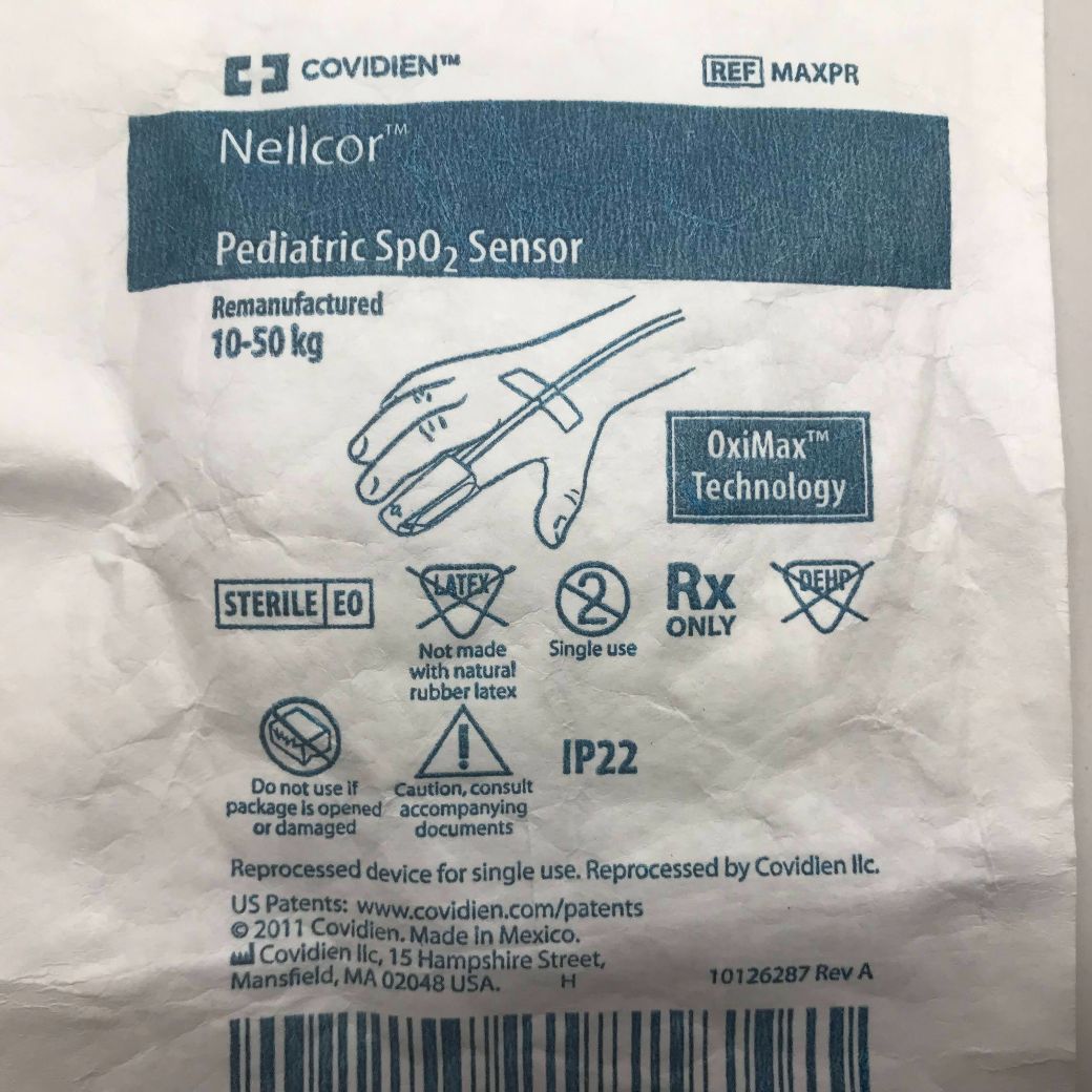 COVIDIEN MAXPR Nellcor Pediatric SPO2 Sensor, Remanufactured, 10-50kg ...
