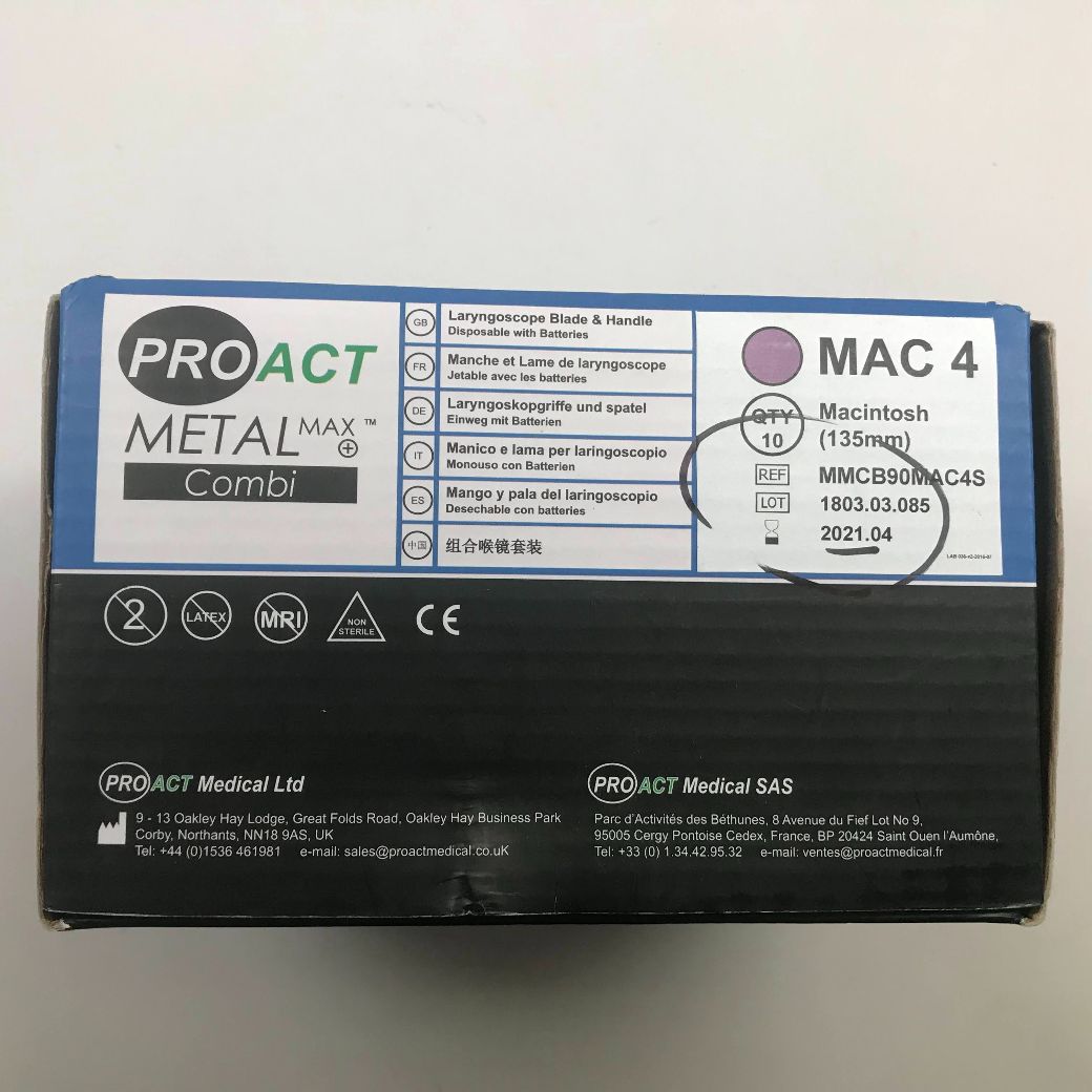 PROACT MMCB90MAC4S Metal Combi Laryngoscope Blade And Handle ...