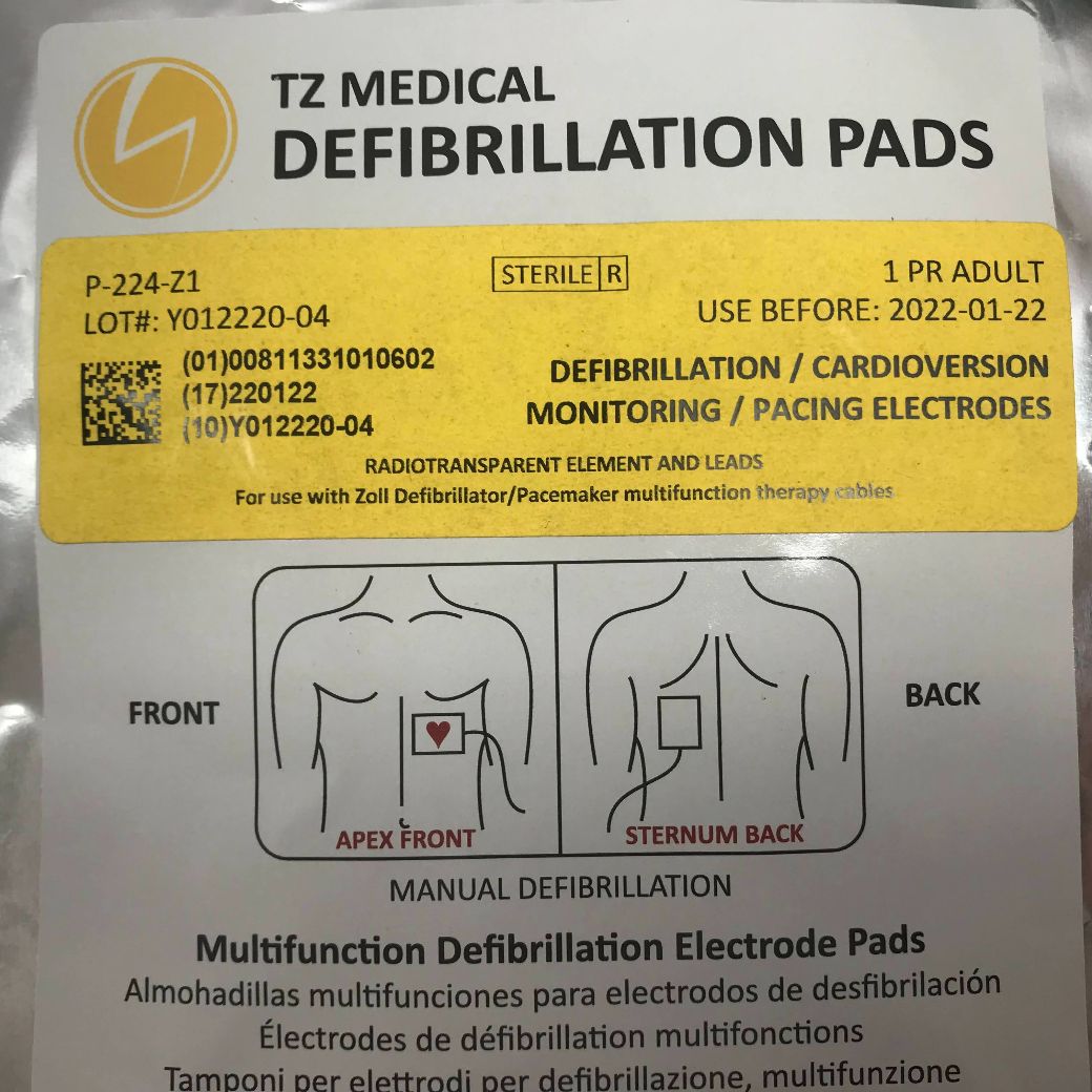 TZ MEDICAL P-224-Z1 Multifunction Defibrillation Electrode Pads (X ...