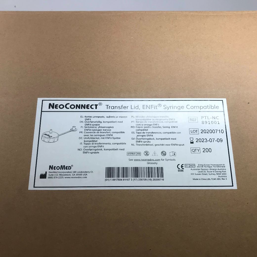 NEOMED PTL-NC Transfer Lid, ENFit Syringe Compatible (200/Box) - GB ...