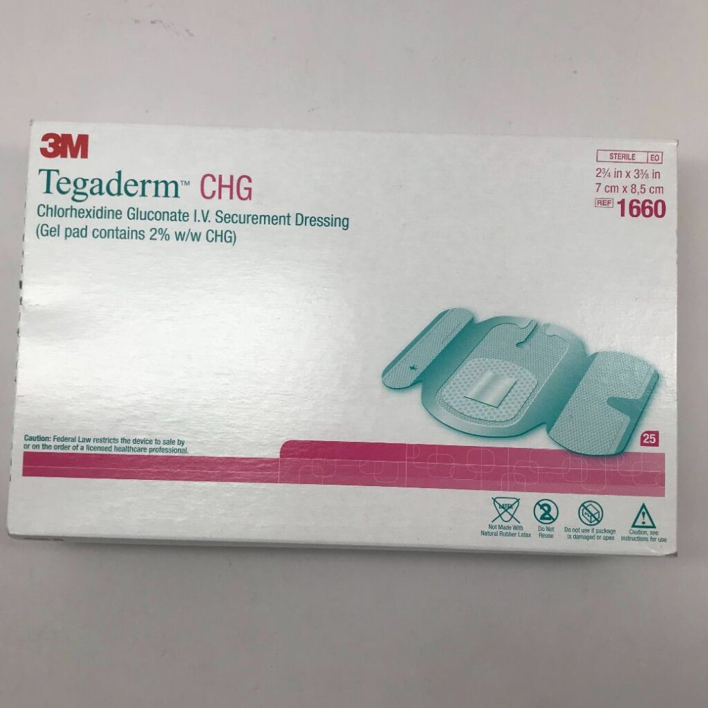 3M 1660 Tegaderm CHG Chlorhexidine Gluconate I.V. Securement Dressing (Gel pad contains 2% w/w ...