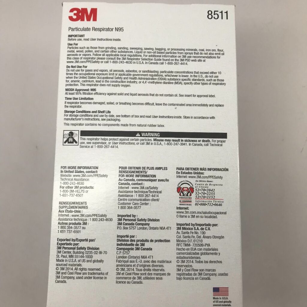 3M 8511 Particulate Respirator N95 (10/Box)(X) - GB TECH USA
