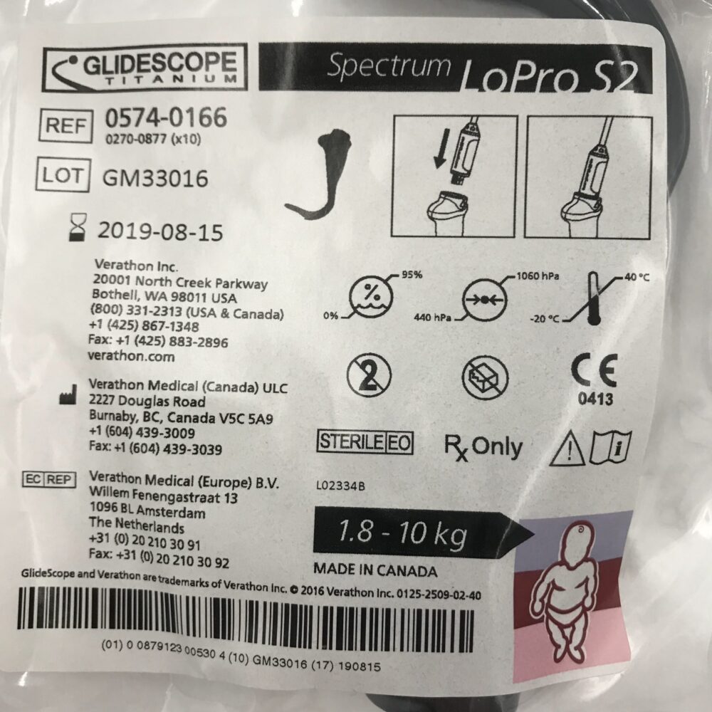 Verathon Medical 0574-0166 GlideScope Spectrum LoPro S2 Video ...