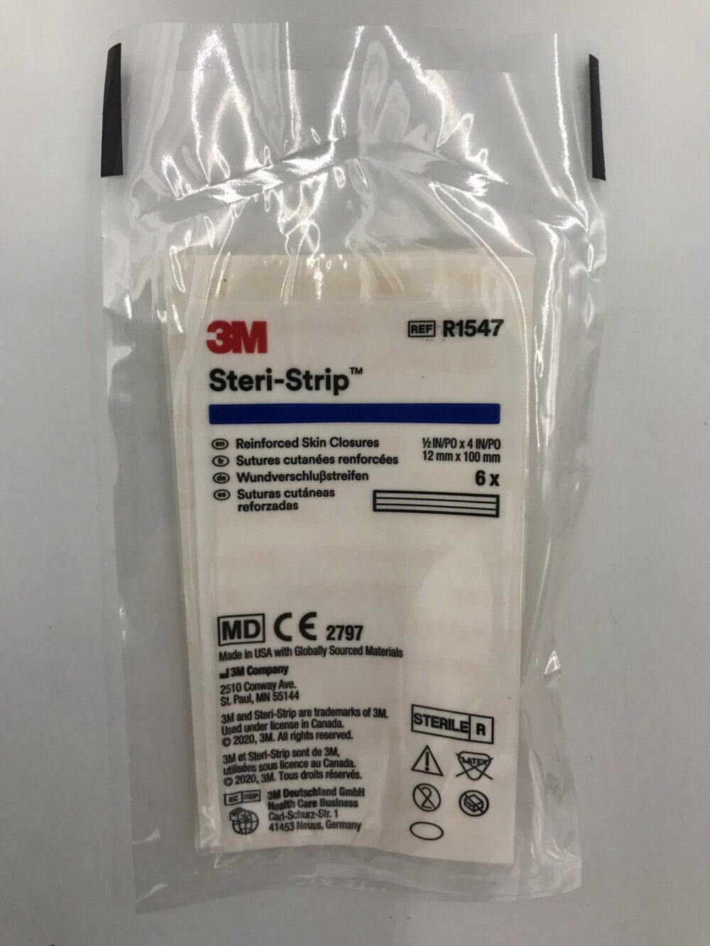 3M R1547 Steri-Strip Reinforced Skin Closures (1/2in x 4in)(12mm x ...