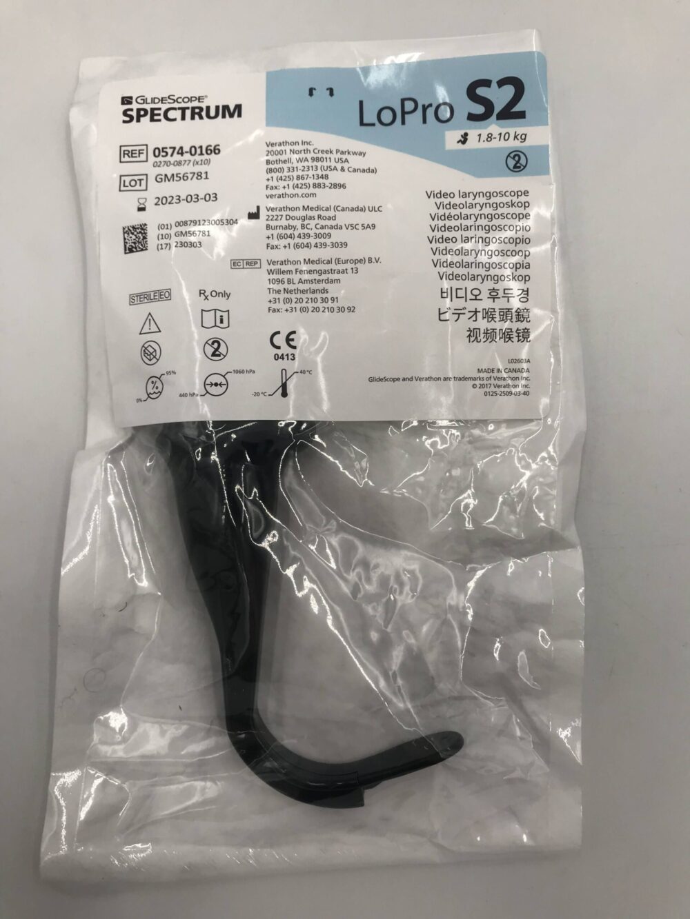 Verathon Medical 0574-0166 GlideScope Spectrum LoPro S2 Video ...