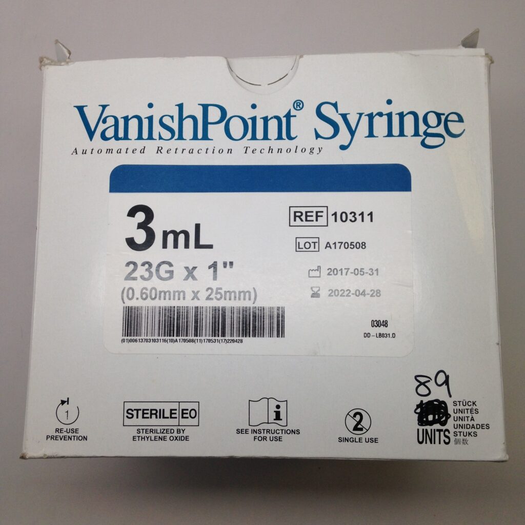 Retractable 10311 VanishPoint Syringe, Automated Retraction Technology ...