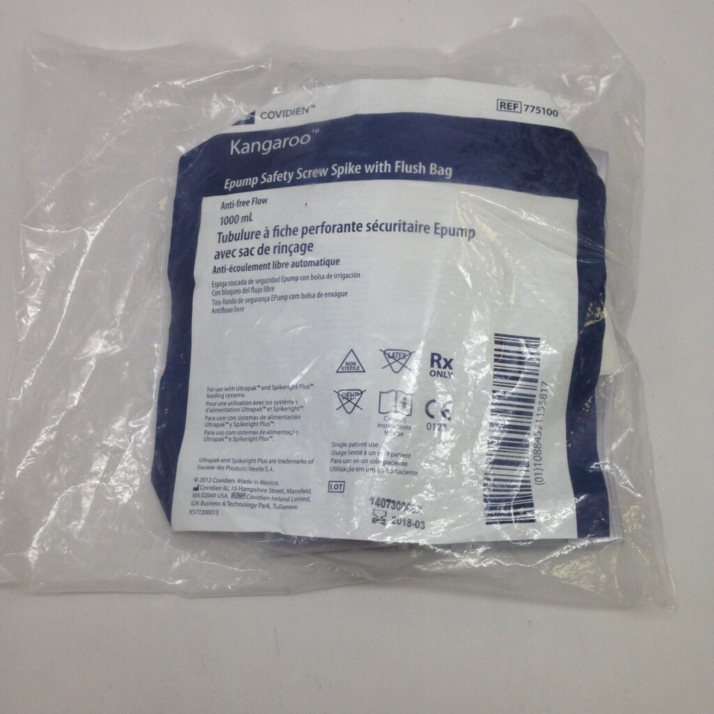 Covidien 775100 Kangaroo Epump Safety Screw Spike with Flush Bag, Anti ...