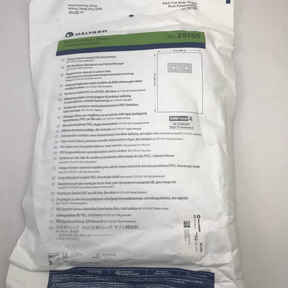 Halyard 29155 PICC Full Body Drape, Dual Fenestration 78in/198cm x ...