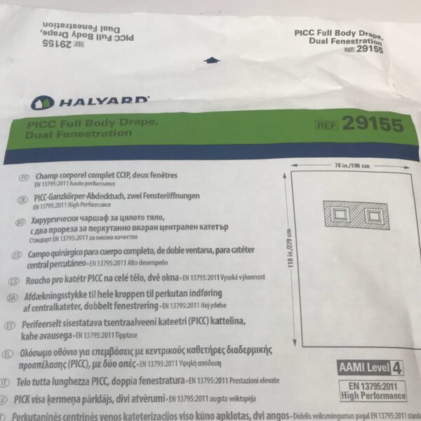 Halyard 29155 PICC Full Body Drape, Dual Fenestration 78in/198cm x ...