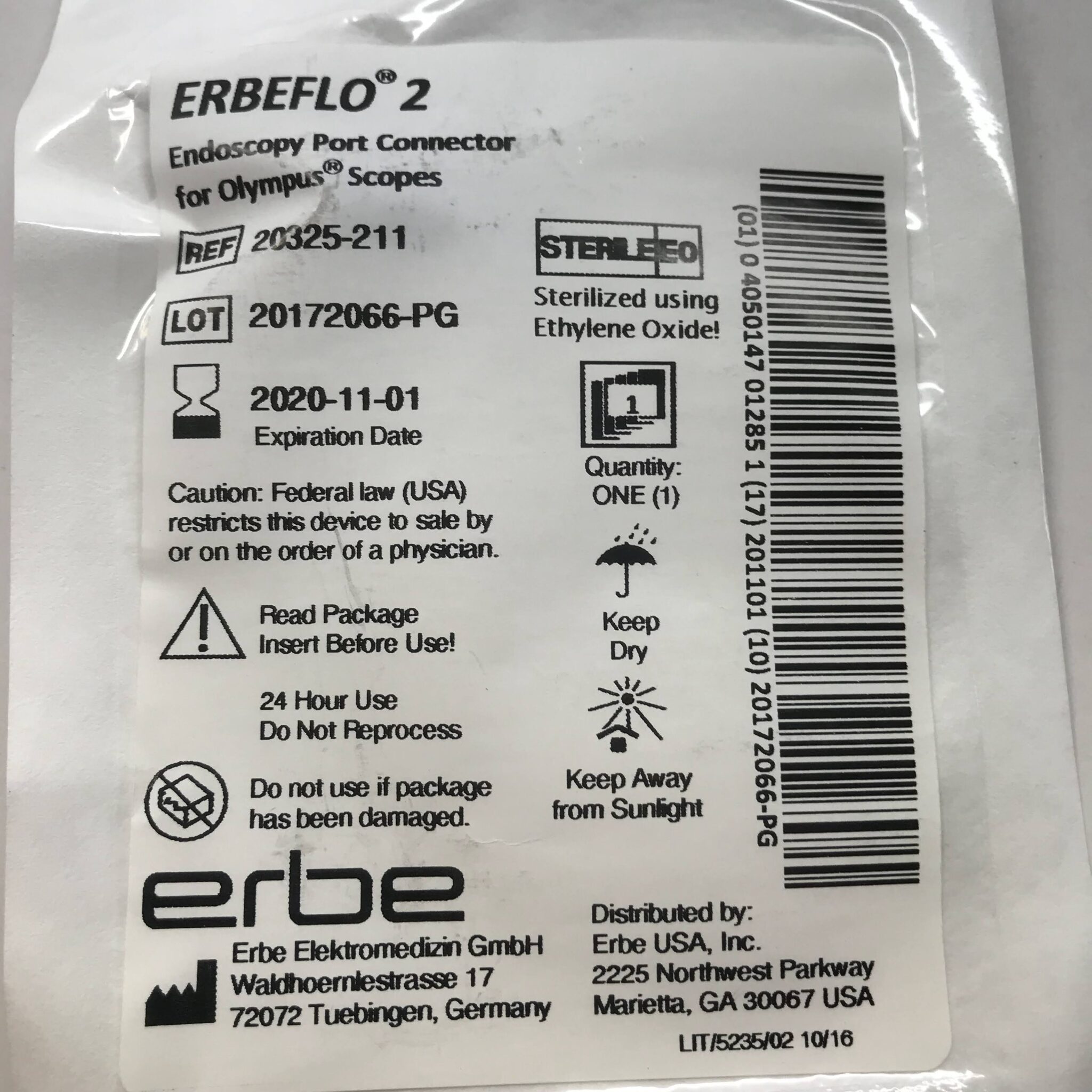 Erbe 20325-211 Erbeflo 2 Endoscopy Port Connector For Olympus scopes 10 ...