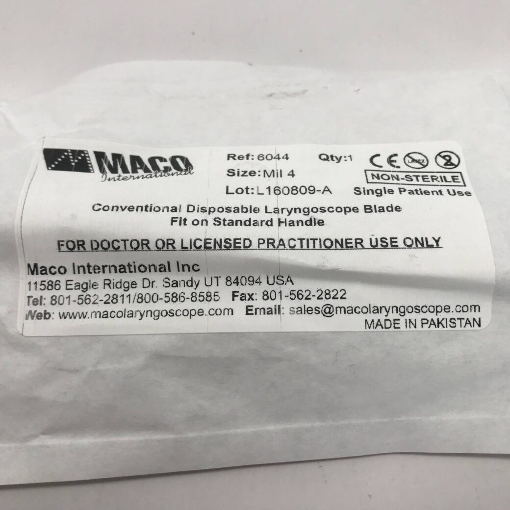 Maco International 6044 Conventional Disposable Laryngoscope Blade Fit ...