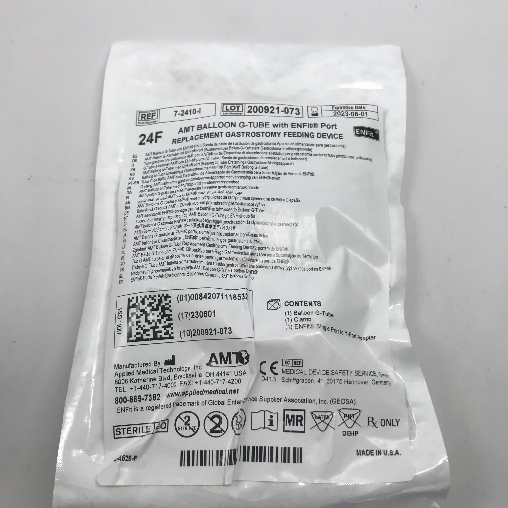 Applied Medical 7-2410-l AMT Balloon G-Tube w/ENfit Port Replacement ...