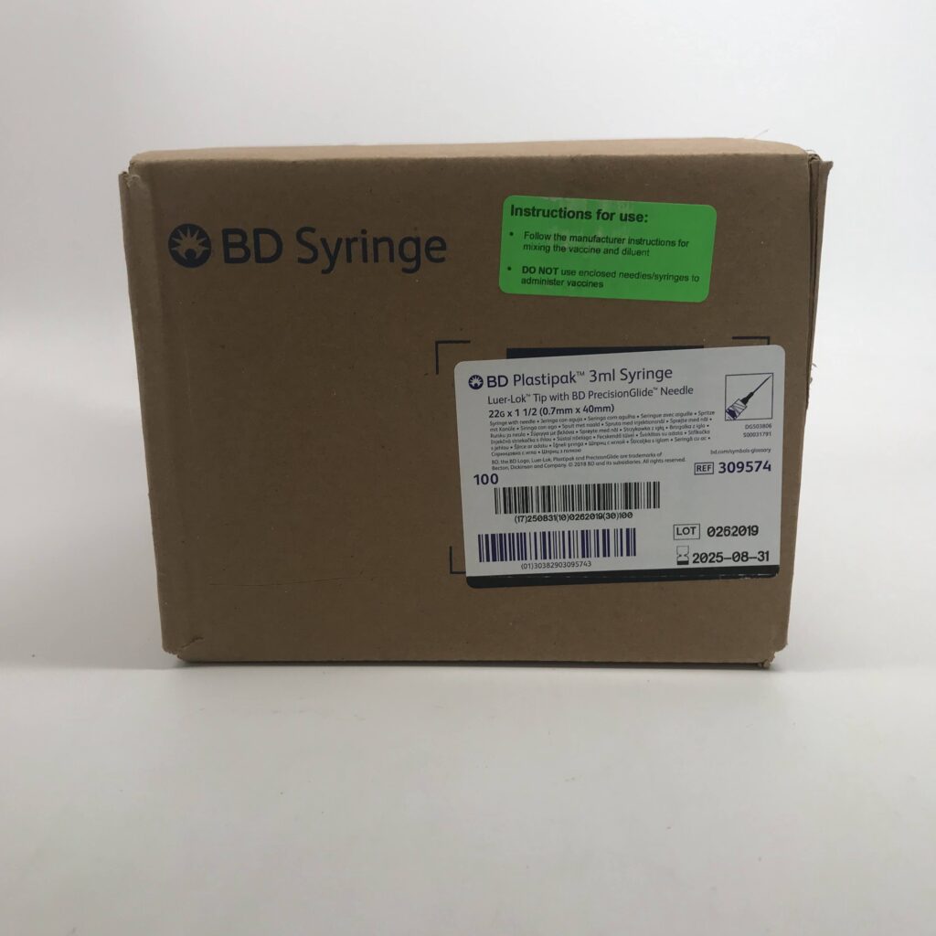 BD 309574 plastipak 3ml Syringe Luer-Lok Tip w/BD PrecisionGlide Needle (22G x 1 1/2) (0.7mm x ...