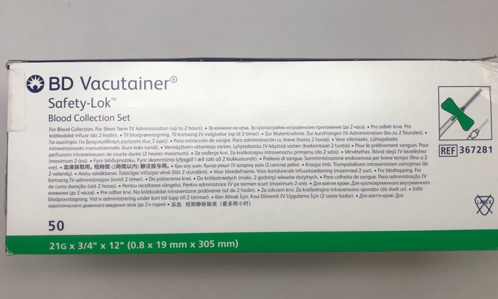 BD Vacutainer 367281 Safety-Lok Blood Collection Set 21G x 3/4in x 12in ...