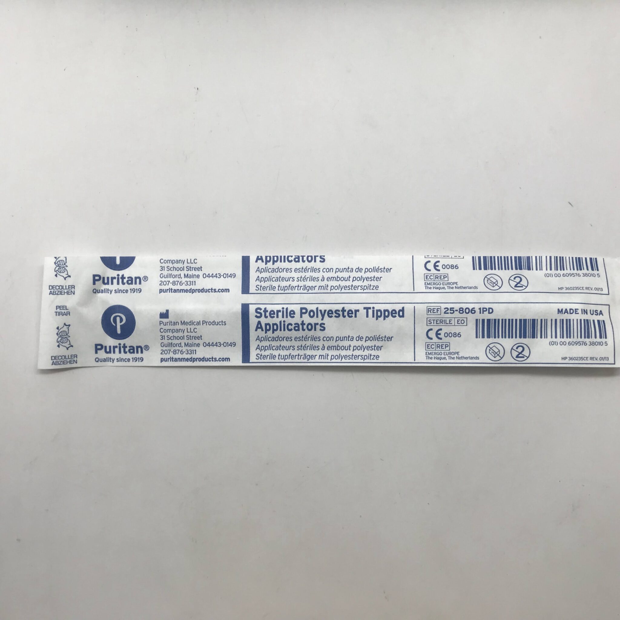 Puritan 25-806-1PD Sterile Polyester Tipped Applicators 6in.(15cm) (100 ...