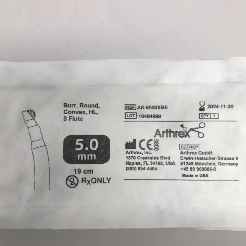 Arthrex AR-6500XBE Burr, Round, Convex, HL, 8 Flute, 5mm x 19cm - GB ...