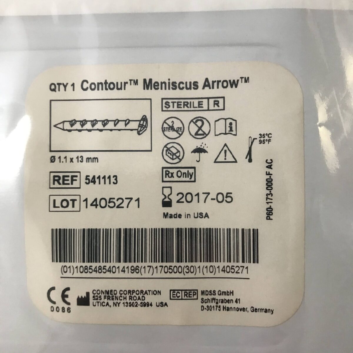 ConMed 541113 Contour Meniscus Arrow (1.1x13mm) (x) - GB TECH USA