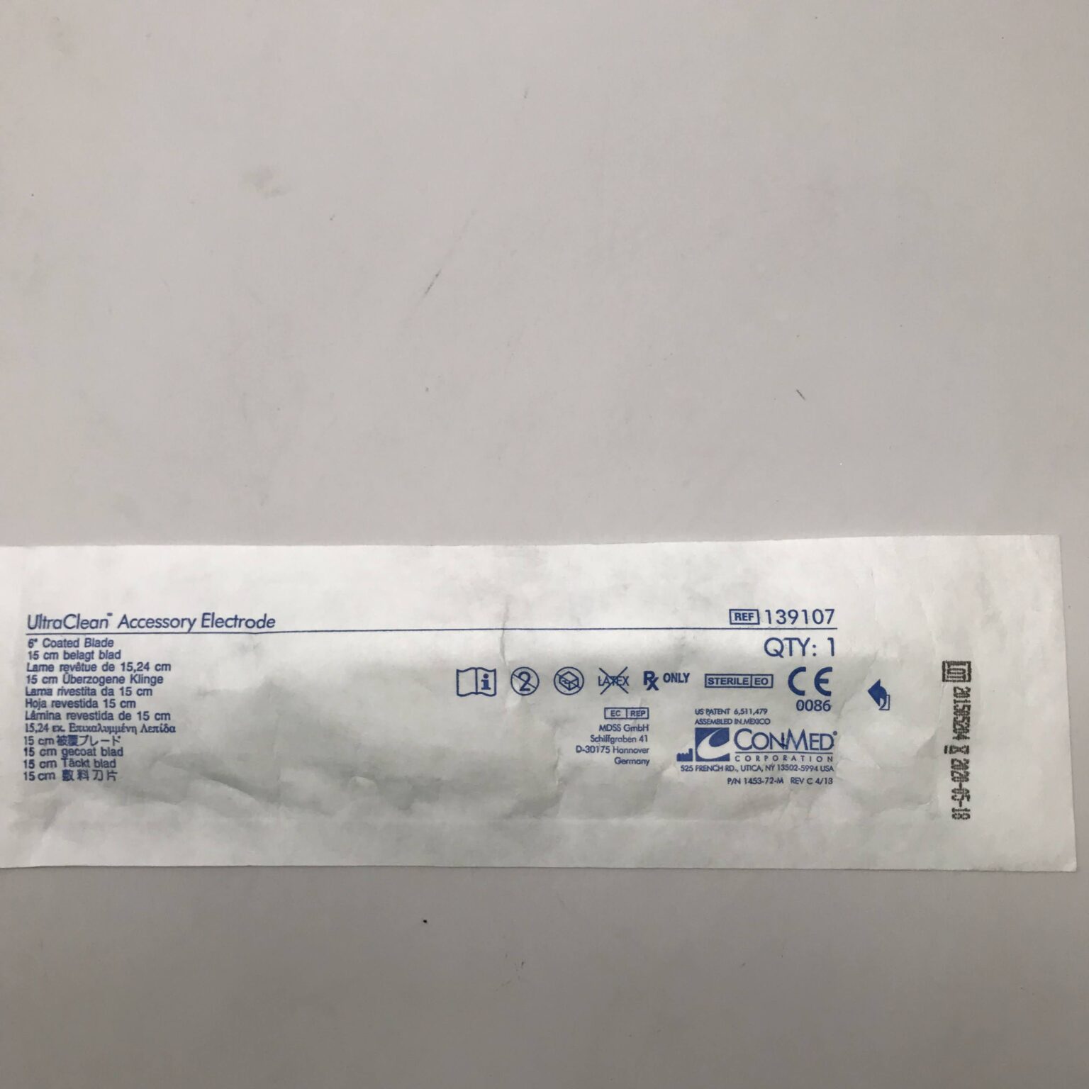ConMed 139107 Ultraclean Acessorry Electrode 6in Coated Blade - GB TECH USA