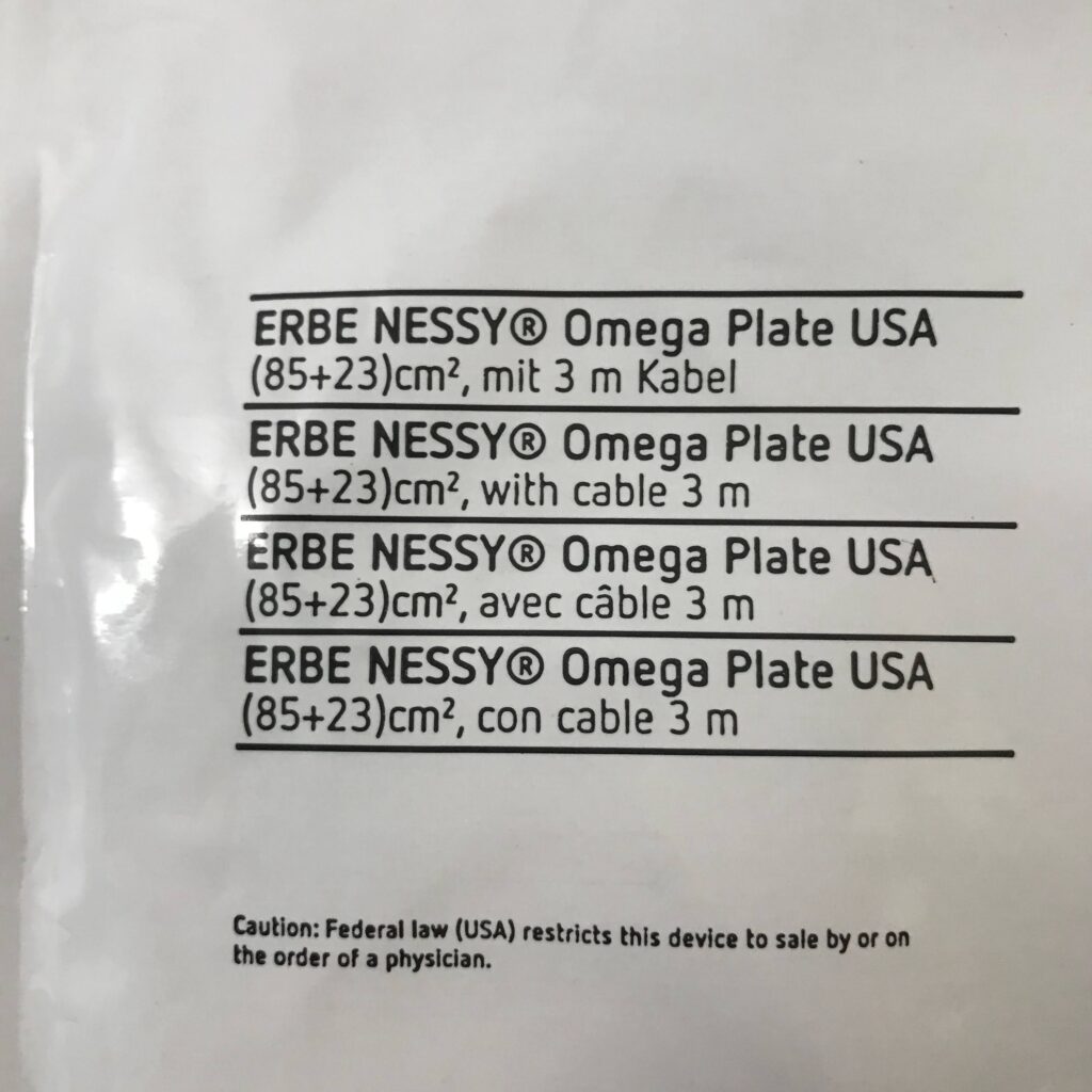 Erbe 20193-084 NESSY Omega Plate USA Disposable Split Return Electrode ...