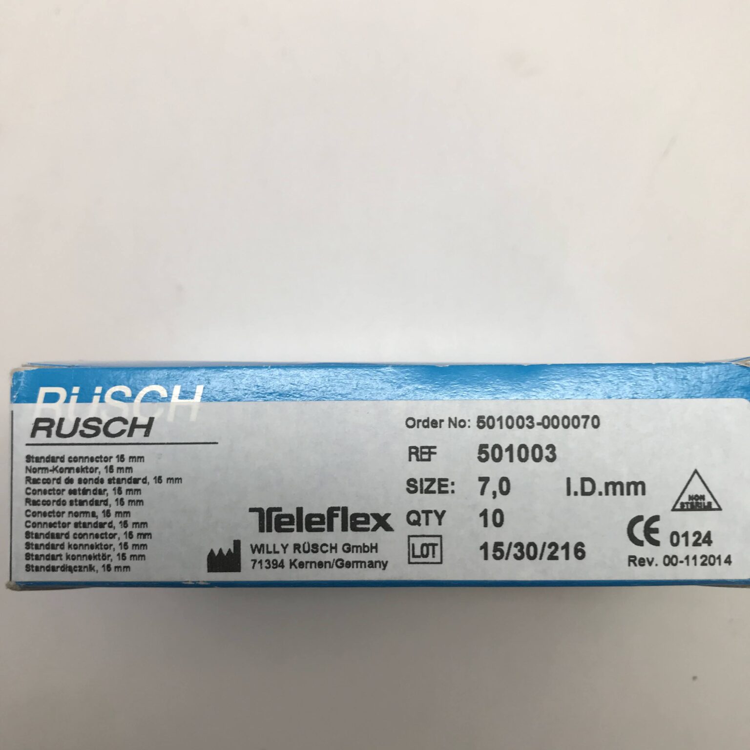 TeleFlex Medical 501003 Rusch, Standard Connector 15mm, Size:7,0 (10 ...