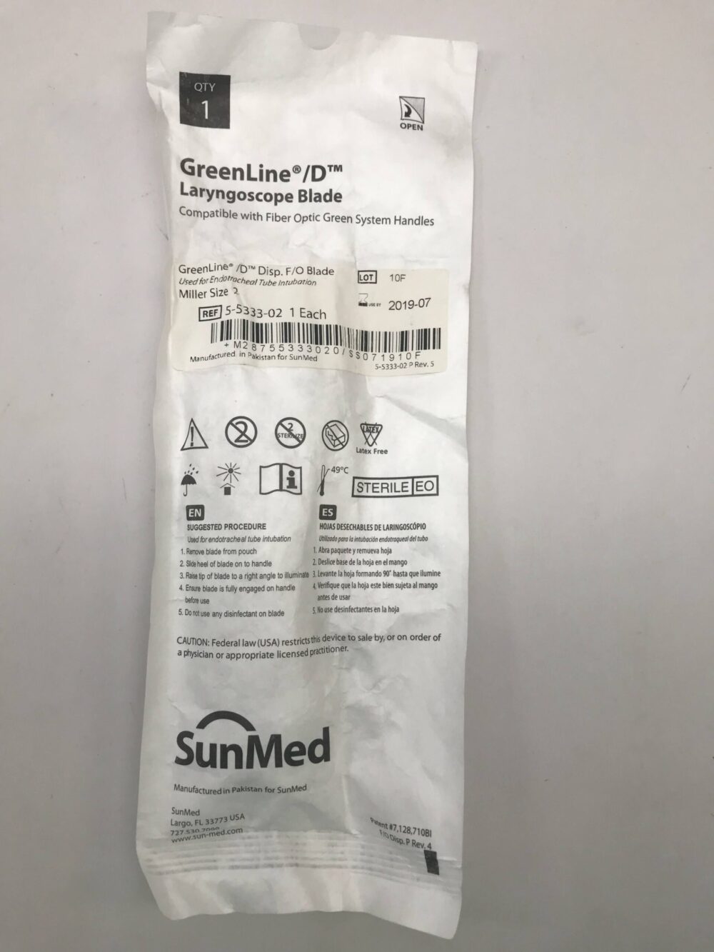 SunMed 5-5333-02 GreenLine /D Laryngoscope Blade Size 2 (x) – GB TECH USA