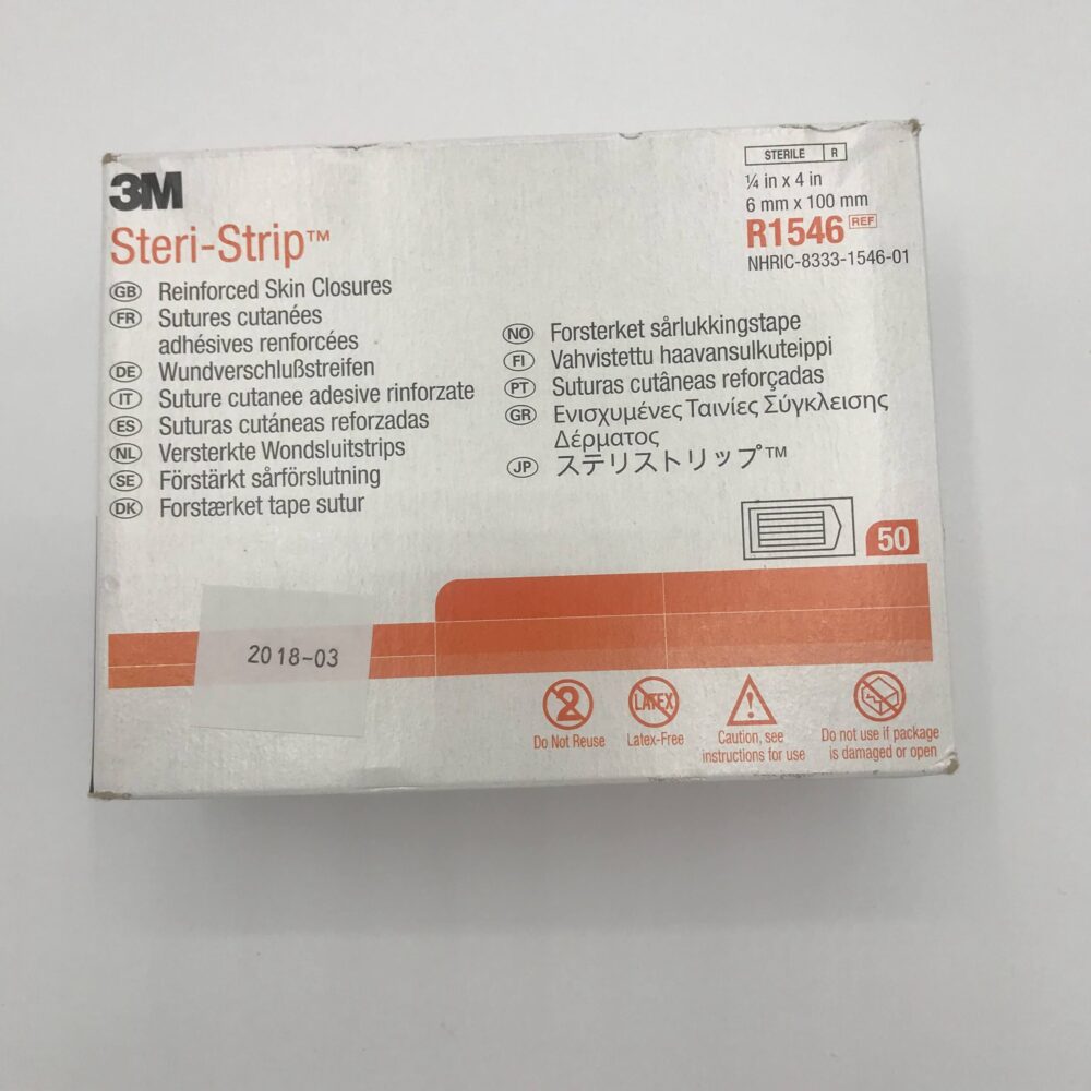 3M R1546 Steri-Strip Reinforced Skin Closures, 1/4" x 4" (50/Box) (X ...