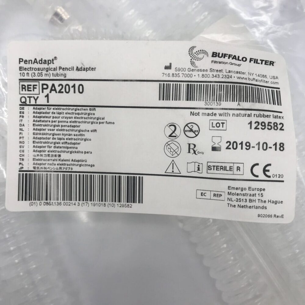 Buffalo Filter PA2010 PenAdapt ElectroSurgical Pencil Adapter Tubing (x ...