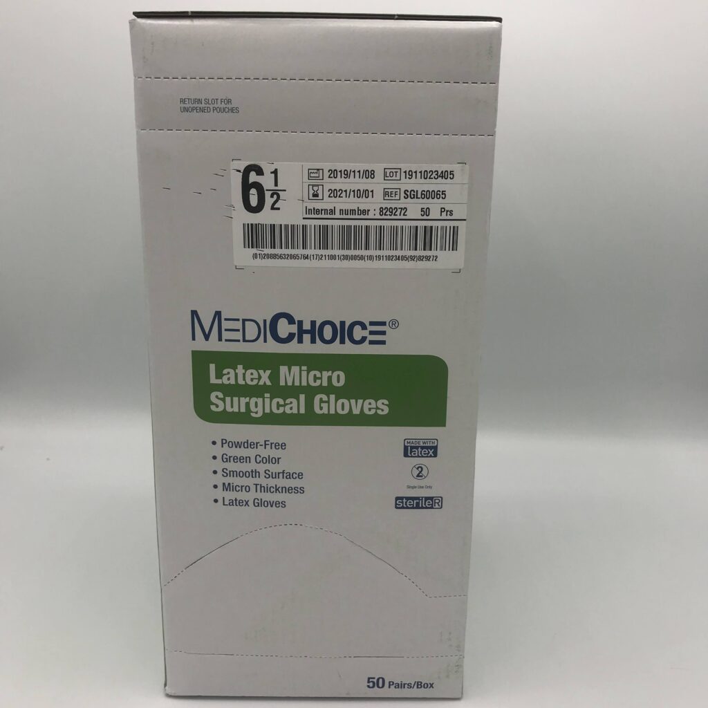 MediChoice SGL60065 Latex Micro Surgical Gloves 6.5 (50pairs/bx) (x ...