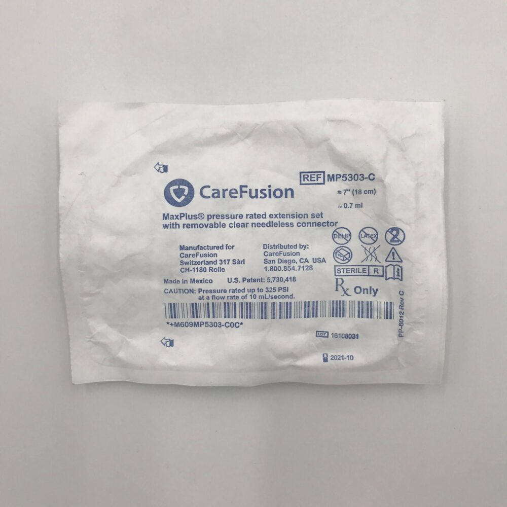 CareFusion MP5303-C Maxplus, Pressure Rated Extension Set ≈0.7ml, ≈19cm ...