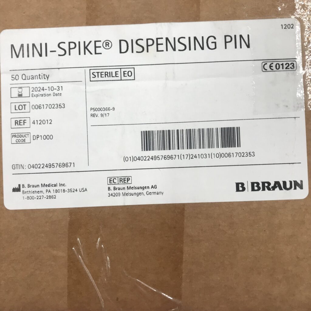 Braun 412012 Mini-Spike Dispensing Pin (50/Box) - GB TECH USA
