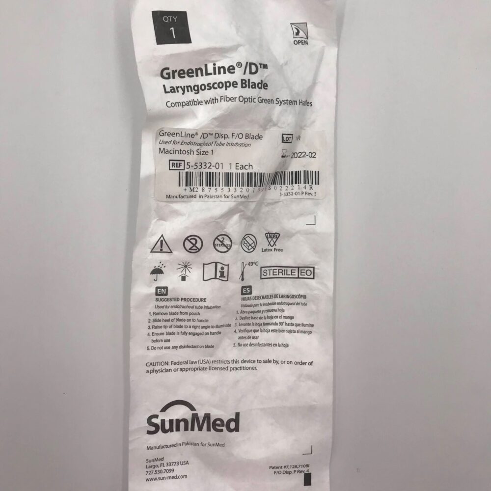 SunMed 5-5332-01 Greenline /D Disp. F/O Blade Macintosh Size 1 (x) - GB ...