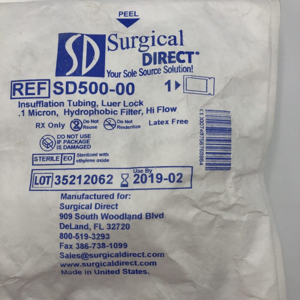 Surgical Direct SD500-00, Insufflation Tubing, Luer Lock .1 Micron (x ...