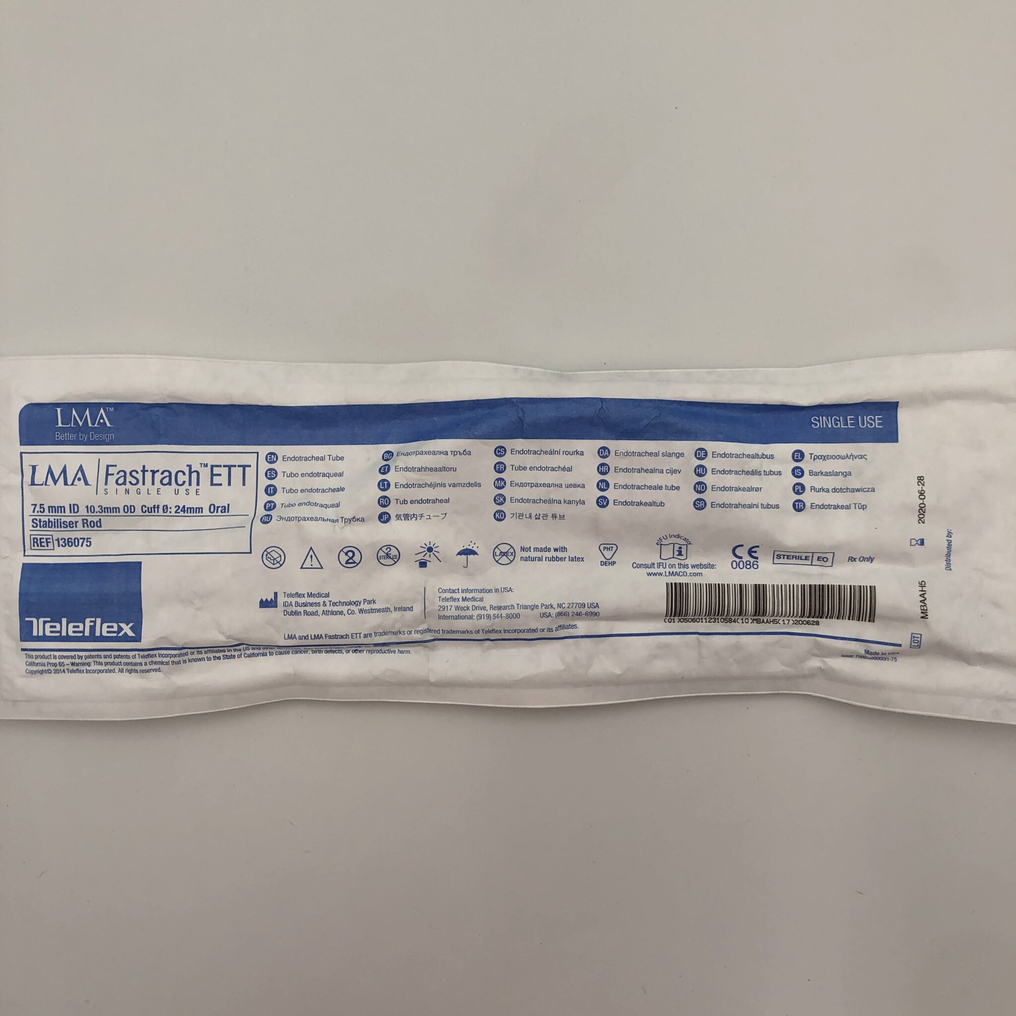 TeleFlex 136075 LMA Fastrach ETT, Endotracheal Tube, Stabiliser Rod (x ...
