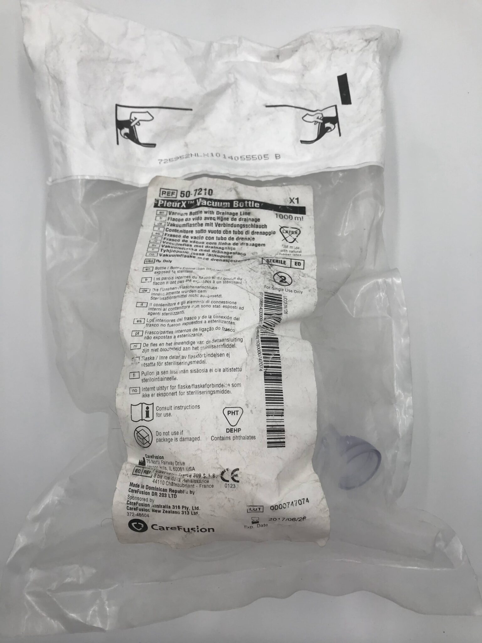 CareFusion 50-7210 PleurX Vacuum Bottle,1000mL (x) - GB TECH USA