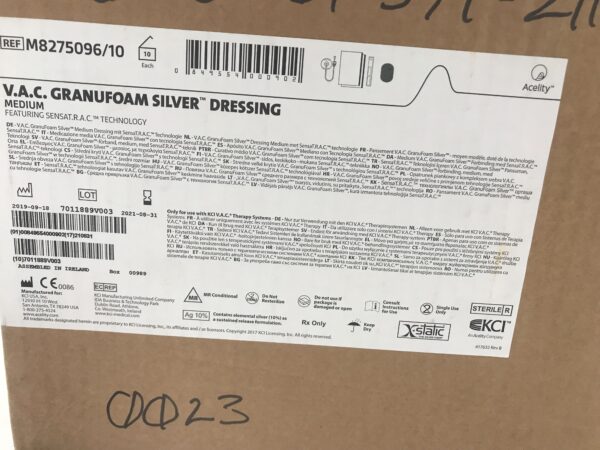 KCI M8275096/10 V.A.C Granufoam Silver Dressing, Medium (10/Box) (x ...