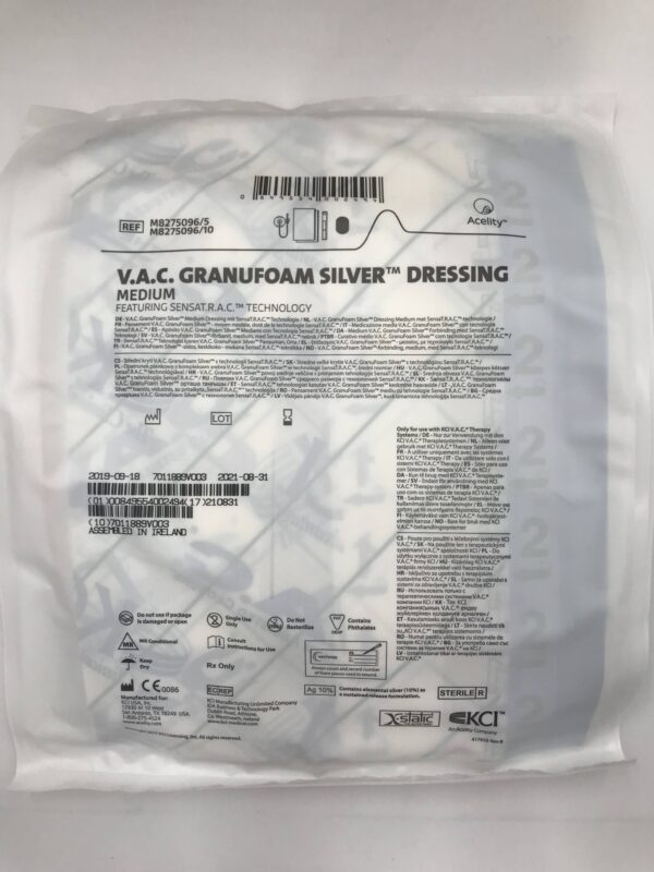 KCI M8275096/10 V.A.C Granufoam Silver Dressing, Medium (10/Box) (x ...