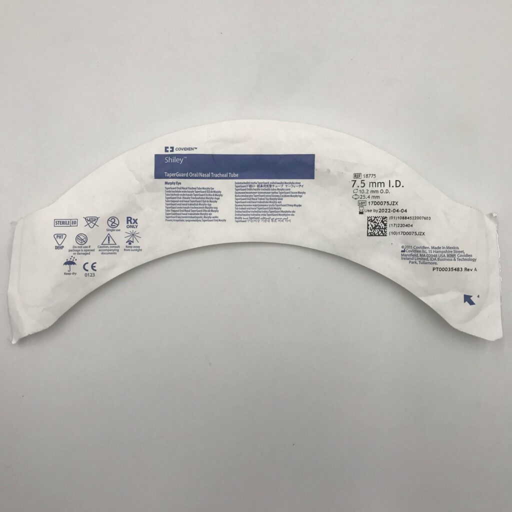 Covidien 18860 Mallinckrodt TaperGuard Evac Oral Tracheal Tube, Murphy ...