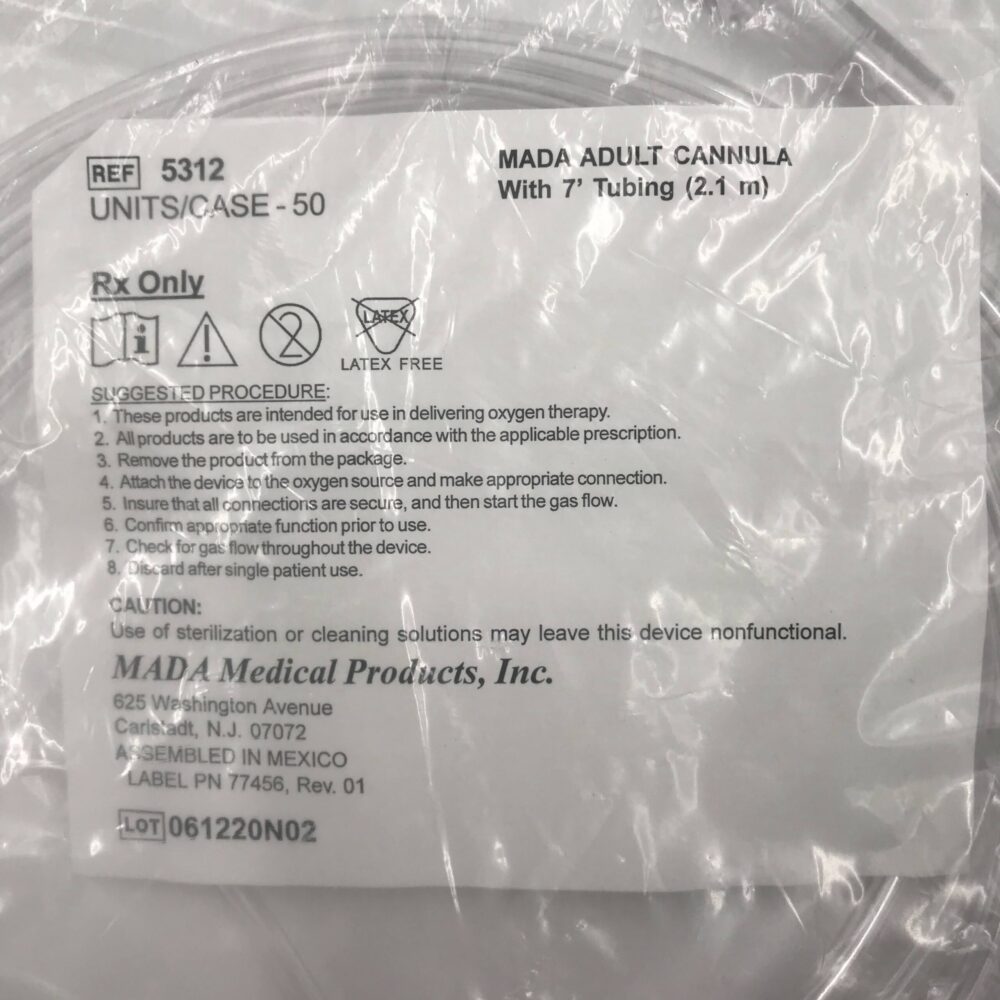 MADA Medical 5312 Adult Cannula w/ 7in Tubing - GB TECH USA