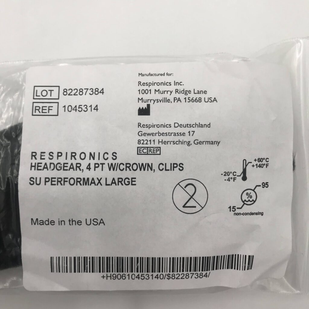 Respironics 1045314 HeadGear, 4PT w/Crown, Clips SU Performax, Large ...