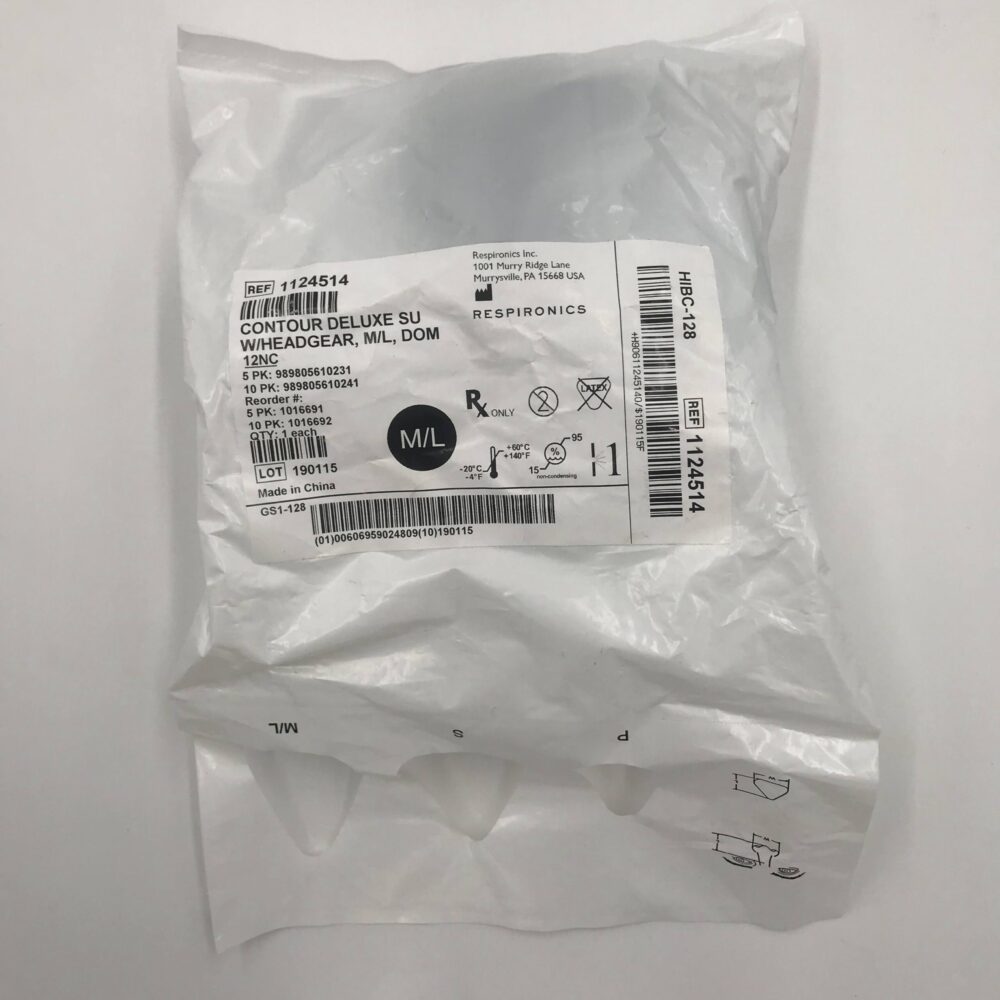 Respironics 1124514 Contour Deluxe SU W/Headgear, M/L, DOM – GB TECH USA