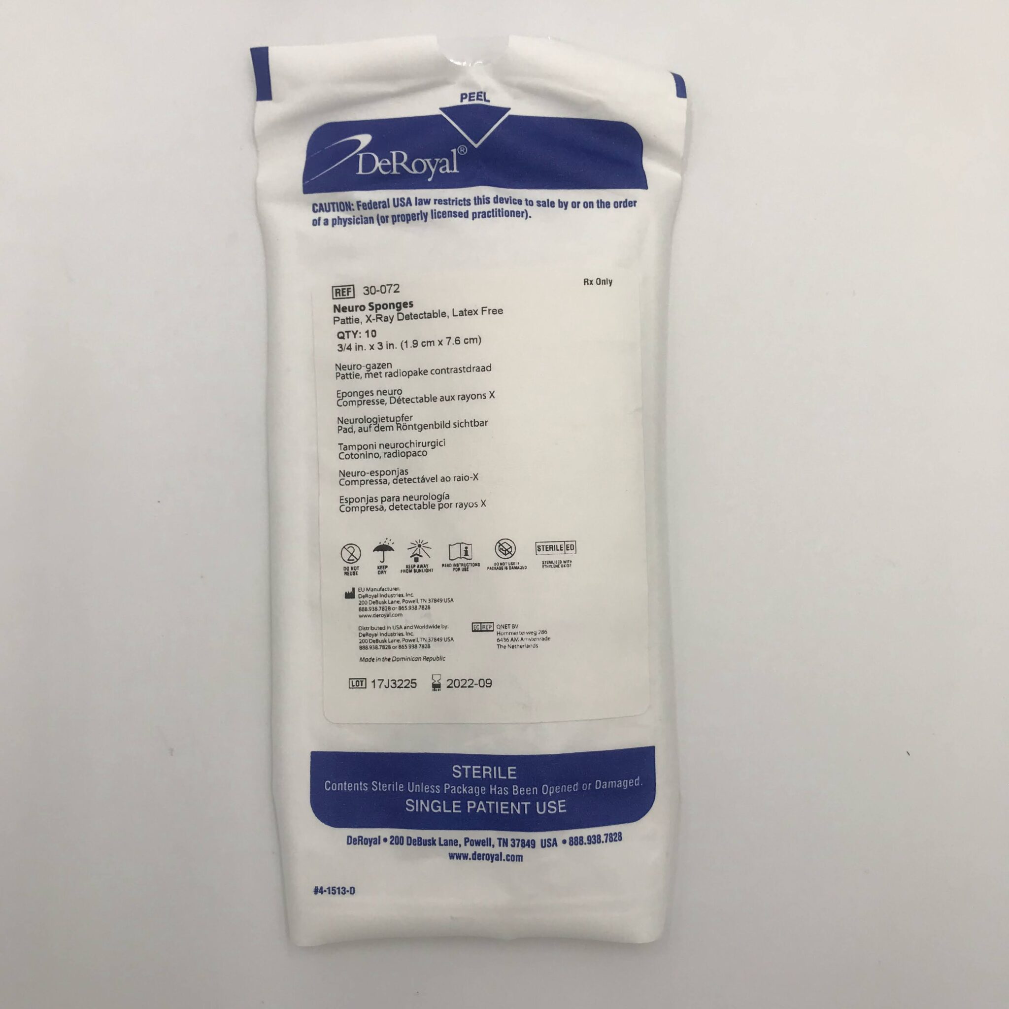 DeRoyal 30-072 Neuro Sponges (10/Pkg) - GB TECH USA